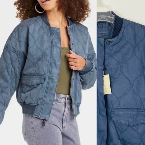 Universal Thread | Jackets & Coats | Universal Thread Womens Bomber Jacket Xs Blue Puffer ...